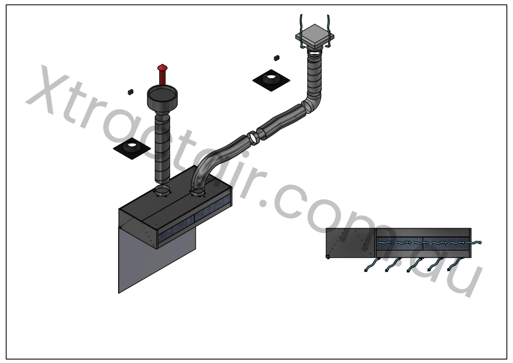 RA Fan and duct kit -3 Horizontal - Xtractair
