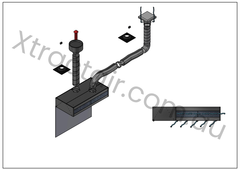 RA Fan and duct kit -3 Horizontal - Xtractair