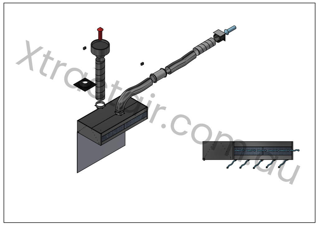 RA Fan and duct kit -4 Vertical - Xtractair